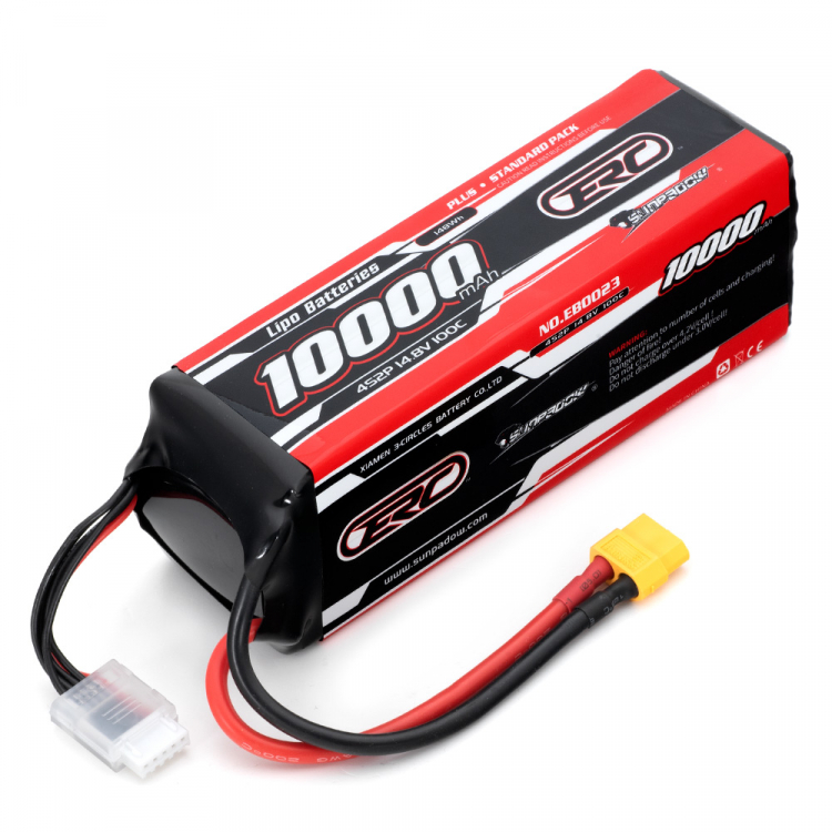 SUNPADOW ERC Plus 10000mAh-14.8V-4S2P 50/100C Soft Case Lipo Battery ...